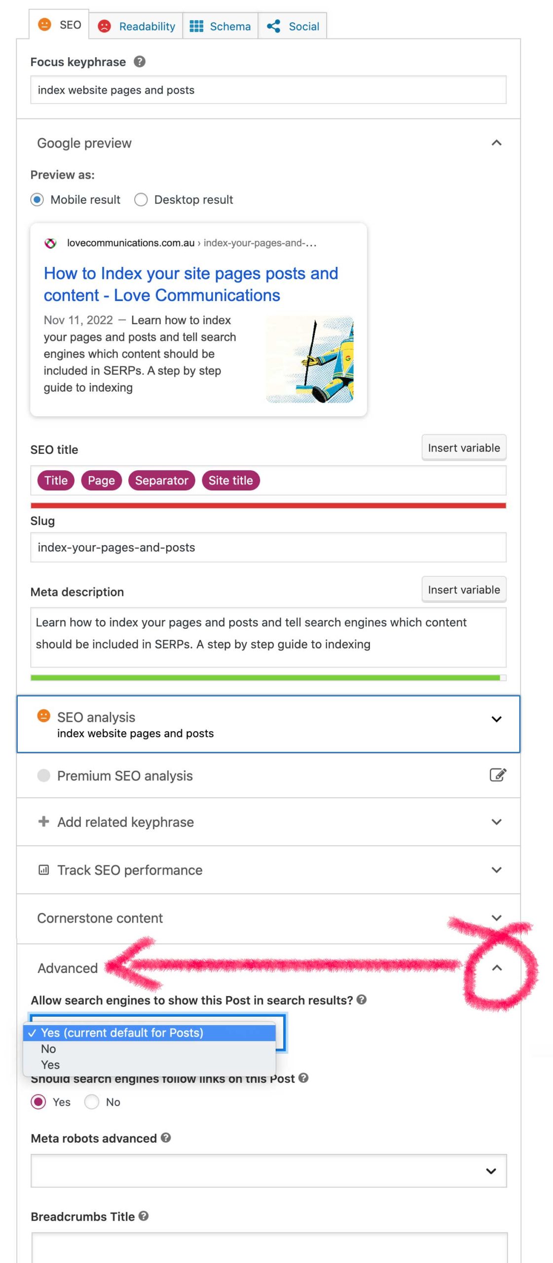 How to Index your site pages posts and content - Love Communications